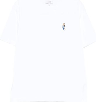 Maison Kitsun&eacute; Homme, Tops, Blanc, Taille: S Tee-shirt Confort Dressed Fox