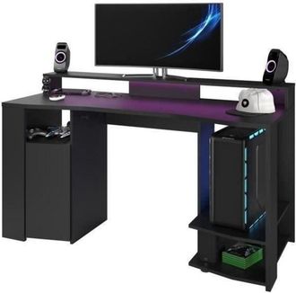 Les Tendances Les Tendances - parisot Bureau gaming led - Grande zone de jeu - Noir - l 152 x p 61,5 x h 86,7 cm - gaming