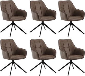 Woltu Chaises de Salle &agrave; Manger Pivotantes Lot de 6, Chaise de Cuisine Pivotante avec Pieds en M&eacute;tal Noir, Fauteuils Rembourr&eacute;s avec Dossier, Similicuir Vin