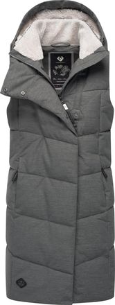 Ragwear Damen Lange wasserdichte Winter Steppweste mit Kapuze Pavla Vest Grey Gr. XL