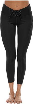 Generic Legging de sport sexy pour femme, taille extensible, cordon de serrage, pantalon de fitness pour femme, pantalon de yoga extensible 2026, Noir, L