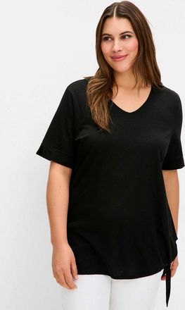 Sheego T-Shirt Kurzarmshirt. mit Knotendetail am Saum