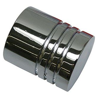 Gardinia Endknöpfe für Gardinenstangen, 2 x Endstück Zylinder, Serie Chicago, Metall, Chrom, Durchmesser 20 mm, 31063