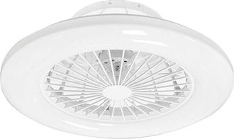 ETC Shop LEISER LED Decken Ventilator FERNBEDIENUNG Sternen Effekt Leuchte DIMMBAR Wohn Zimmer Tages-Licht Timer Lampe 3 Stufen L&uuml;fter