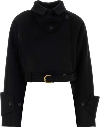 Chlo&eacute; Femme, Vestes, Noir, Taille: 42 FR Manteau Court en Laine Double-Face