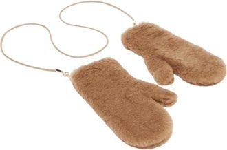 Max Mara Femme, Accessoires, Brun, Taille: M/L Teddy Fabric Mittens