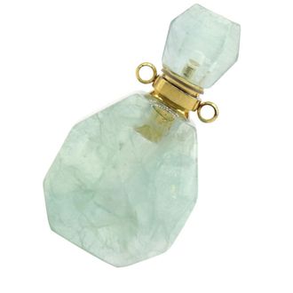 NUOBESTY Healeved Anh&auml;nger Halskette Parf&uuml;mflasche aus Nat&uuml;rlichem Fluorit Kristall Kleiner Wunschflasche mit Steckverschluss Bunter Schmuckanh&auml;nger f&uuml;r &Auml;theri