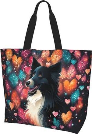 Generic Chien Noir Sac A Main Femme Imperm&eacute;able Tote Bag R&eacute;utilisable Sac Cabas Pour Travail Shopping Voyage