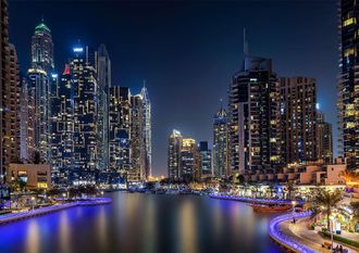 Calvendo Poster 84,1 x 59,4 cm Querformat Skyline von Dubai Marina - Dubai| Bilder, Kunstdruck, Wandbild, Wanddeko, Prints ohne Rahmen