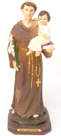 Generico Religi&ouml;se Statue des Heiligen Antonius, Figur aus braunem Harz mit Sockel, 13 cm, Andachtshandwerk f&uuml;r Zuhause