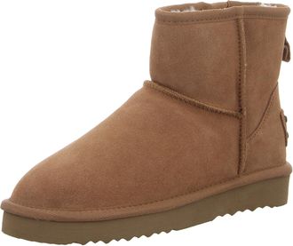 OOG Generation Boots Damen Lederboots Stiefel Mini Boots, Schneestiefel echtes Leder, warme und Fell gef&uuml;tterte Winterschuhe, rutschfeste, Flache, bequem und Kurze S