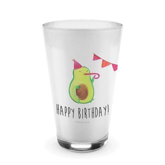 Mr. & Mrs. Panda Latte Macchiato Glas Avocado Geburtstag - Geschenk, Longdrinkglas, Teeglas, Happy Birthday, Wasserglas, Alles Gute, Frucht, Cocktailglas, Party
