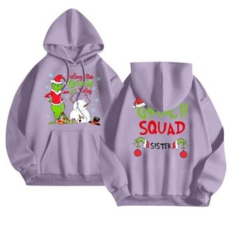 Generic Le Grinch Sweat A Capuche Femme Costume De Vêtements Deguisement Plaid Pulls Moche Femmes Hiver The Noël Vetement Oversize Noel 2025 Pilou Sweatshirts