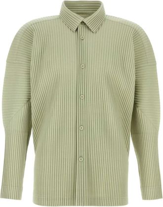 Issey Miyake Homme, Chemises, Vert, Taille: XL Chemise pliss&eacute;e