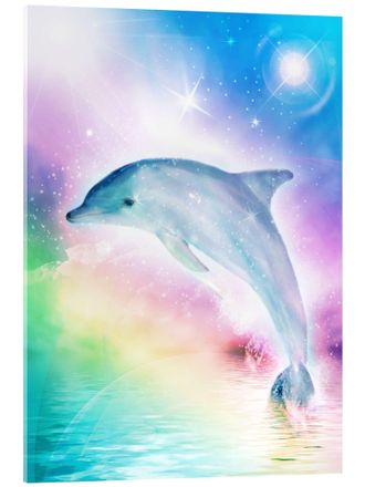 Posterlounge Regenbogen-Delfin Acrylglasbild von Dolphins DreamDesign 30 x 40 cm Bunt Wandbilder Wanddeko