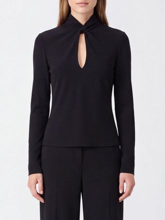Valentino Garavani Top slim fit en cr&ecirc;pe avec col montant et encolure goutte deau