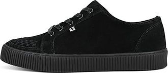 T.U.K. Ribbed Sole Sneaker - Chaussures pour Hommes et Femmes - Couleur Black Suede - Chaussures à Lacets en Cuir et Daim de Style Voyou, Goth et Rocker - Ta