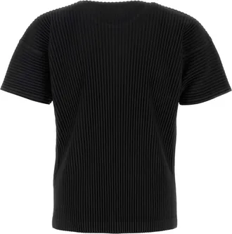 Homme Pliss&eacute; Issey Miyake Mens Black Polyester T-Shirt Navy Exterior Exterior: T-shirts And Polos