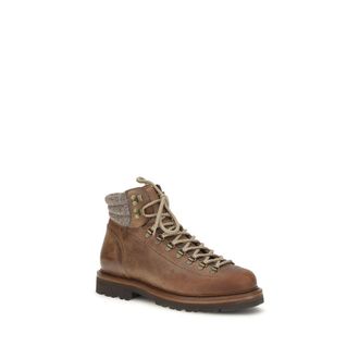 Brunello Cucinelli Calf Leather Lace-Up Boot - Brown
