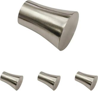 Gardinia Konus, 2 x Endst&uuml;ck, Metall, Edelstahl-Optik, f&uuml;r Gardinentechnik &Oslash; 19 mm, 32065 (Packung mit 4)