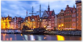 Tulup Leinwandbild - Wandkunst - Drucke auf Leinwand - Leinwanddruck -125x50 cm - Landschaften - Mehrfarbig - Danzig Altstadt