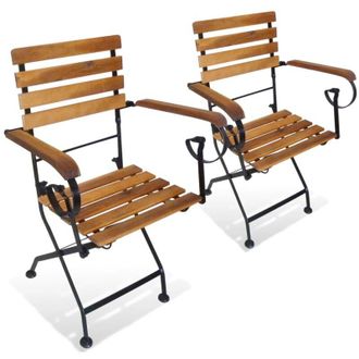 vidaXL Vidaxl - Chaises pliables de jardin 2 pcs Acier et bois dacacia solide