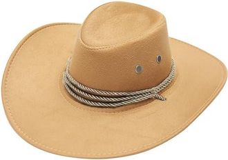 Generic Ensemble cowboy et &eacute;tui pour filles, chapeau de soleil de cowboy &agrave; large bord, chapeau de soleil de voyage pour filles, kaki, Taille unique