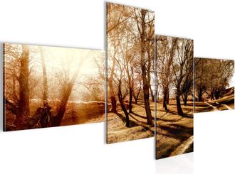 Runa Art Wandbilder Set XXL Wald LandschaftSchlafzimmer Wohnzimmer Braun 4 Teilig - Made in Germany - 004445c