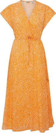 b.young BYIMILLA Dress Damen Freizeitkleid Kleid mit &uuml;berlappenden Halsausschnitt und Schn&uuml;rung an der Taille, Gr&ouml;&szlig;e:36, Farbe:Peach Cobbler Mix (201821)