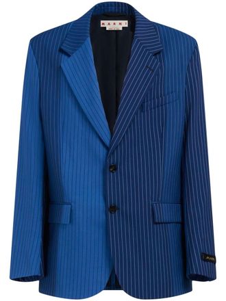 Marni blazer bicolore en laine &agrave; fines rayures - Bleu