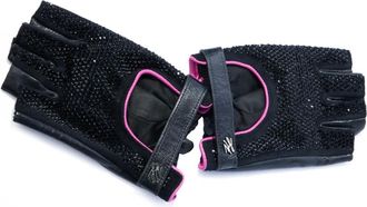 Karl Lagerfeld unisex, Accessoires, Noir, Taille: M K/Autograph Rhinestone Fingerless Gloves