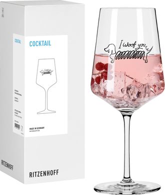 Ritzenhoff 8106004 Cocktailglas 500 ml, Serie Tierisch Glücklich - mit charmantem Spruch I woof you für Hundefreunde - Made in Germany