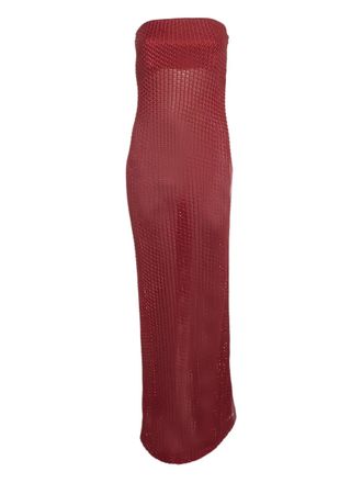 Missoni robe-bustier en crochet &agrave; coupe longue - Rouge