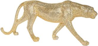 DKD Home Decor Harzfigur 120x23x44 Golden Leopard Harzmaterial Mehrfarbige Farbfamiliendekoration Zahlen Details