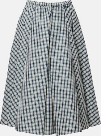 Prada Jupe midi en coton m&eacute;lang&eacute; &agrave; carreaux