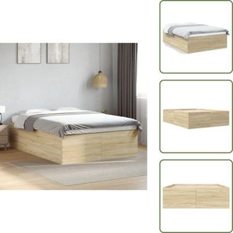 vidaXL The Living Store - Bettgestell Sonoma-Eiche 120x200 cm Holzwerkstoff - Holzbettfassungen - Bettrahmen - Doppelbett - Einzelbett - Sonoma Eiche