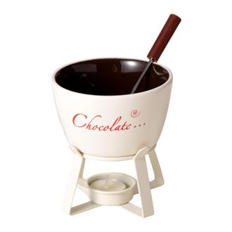 Generico Fondue-Tasse - Mini-Butterw&auml;rmer mit Gabel | Schmelzbecher f&uuml;r Schokoladen-Fondue-Set | f&uuml;r K&auml;se, S&uuml;&szlig;igkeiten, Dessert, Weihnachten, Geburtstag, Campi