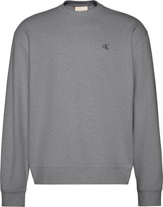 Calvin Klein Ls EU 350terry Monogram CN Swtsh Lv04rc296g Sweatshirts, Grey(Med Grey HTR), M Homme