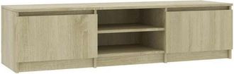 Les Tendances Meuble TV 2 portes 2 niches bois ch&ecirc;ne clair Cyna 140cm