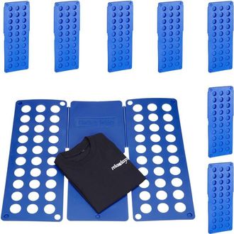 Relaxdays 8x Planches &agrave; plier le linge, 2e g&eacute;n&eacute;ration, plie chemise, plieuse v&ecirc;tements, salle de bain, 60 x 70 cm, bleu