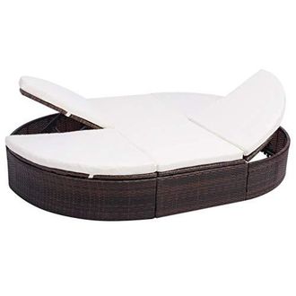 vidaXL Lit de Repos dExt&eacute;rieur avec Coussin R&eacute;sine Tress&eacute;e Terrasse Jardin