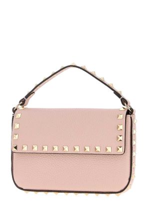 Valentino Garavani Womens Pink Leather Rockstud Handbag Rosequartz Clutch
