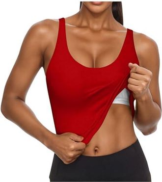 Generic D&eacute;bardeur avec soutien-gorge int&eacute;gr&eacute; - Sans manches - D&eacute;bardeur de sport - R&eacute;glable - Plus large - Col en U - Yoga - Sous-v&ecirc;tement int&eacute;gr&eacute; - &Eacute;t&eacute; - Rem