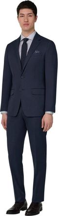 Boggi Milano Homme, Costumes, Bleu, Taille: XL Micro Fancy Wool Stretch Suit