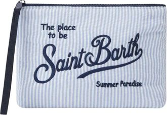 MC2 Saint Barth Femme, Sacs, Bleu, Taille: ONE Size Aline Seersucker Pochette