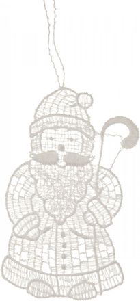 Rudolphs Schatzkiste Baumbehang Weihnachtsmann Plauener Spitze BxHxT 9x9x0,1cm NEU Christbaumschmuck Weihnachtsbaum Anh&auml;nger