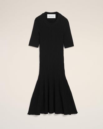 Ami Robe Mini Noire A Godets en Maille Noir - XXS - Femme