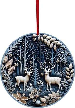 Generic Weihnachtsschmuck f&uuml;r Schneemann, Hirsch-Anh&auml;nger, Frohe Weihnachten, Santa Elk, doppelseitige runde Acryl-Dekoration f&uuml;r Weihnachtsbaum