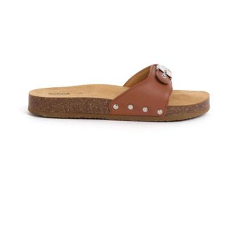 Scholl Flache Korkmules mit verstellbarer Schnalle - - Shoes - Damen - Braun - 40 EU