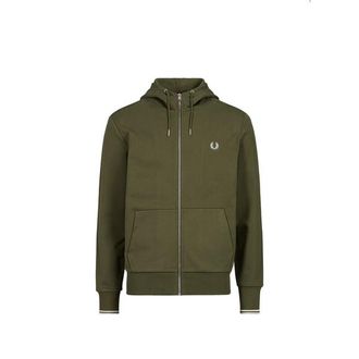 Fred Perry Sweat &agrave; capuche zipp&eacute; &agrave; logo brod&eacute; en coton